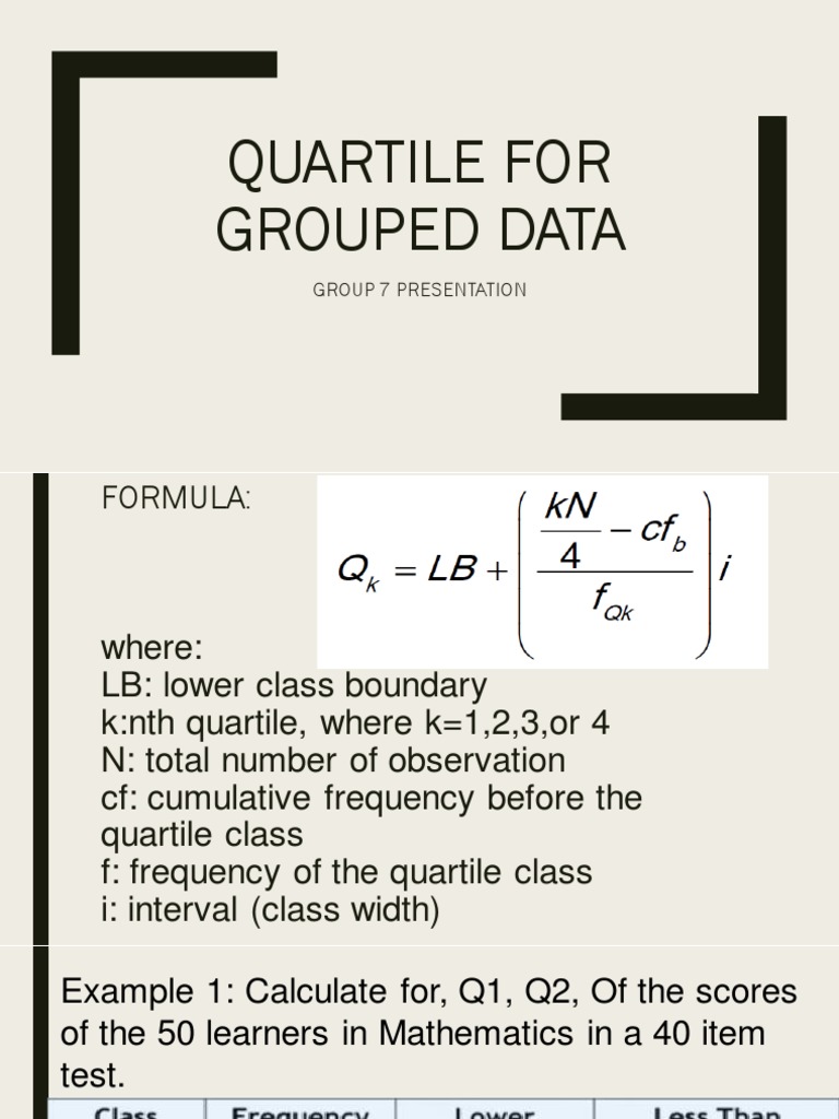 Quartile For Grouped Data | PDF | Quartile | Mathematics Quartile For Grouped Data | PDF | Quartile | Mathematics