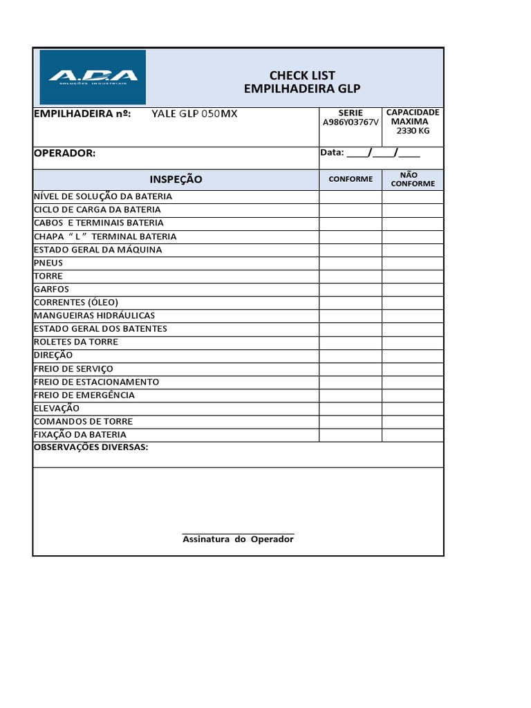 Check - List Empilhadeira | PDF