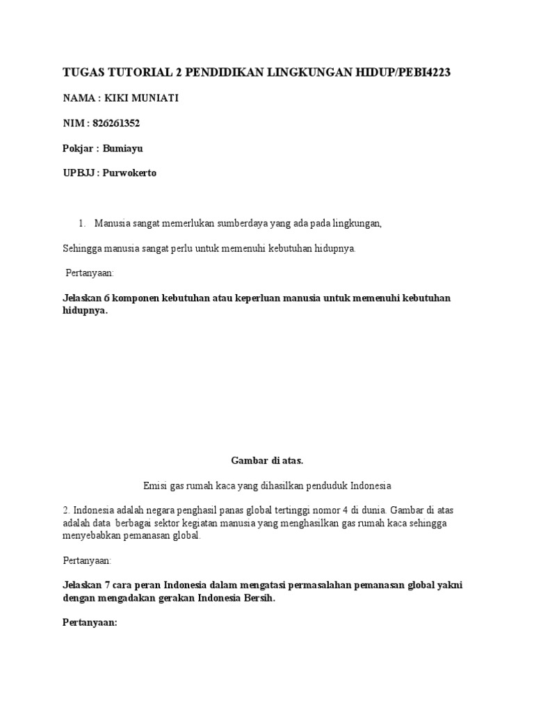 Tugas Tutorial 2 Pendidikan Lingkungan Hidup | PDF