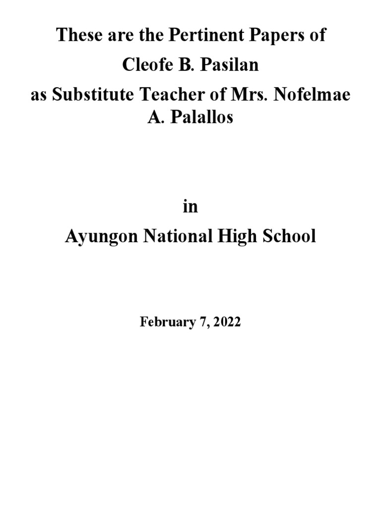 These Are The Pertinent Papers of | PDF