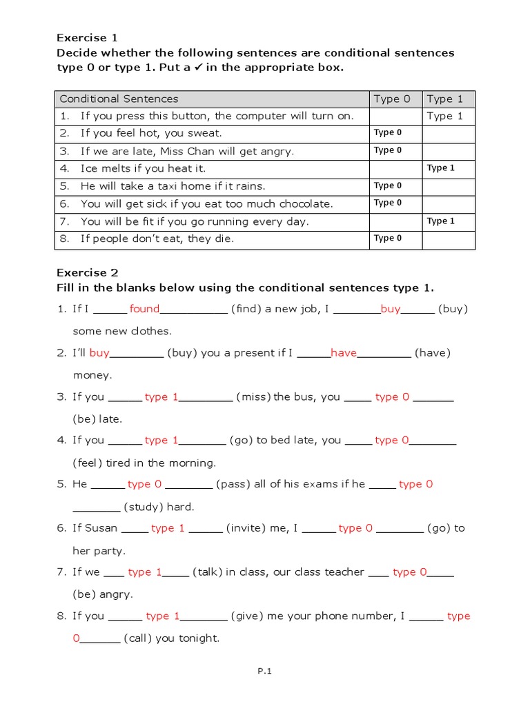 Conditionals 0 and 1 - Worksheet | PDF | Linguistics