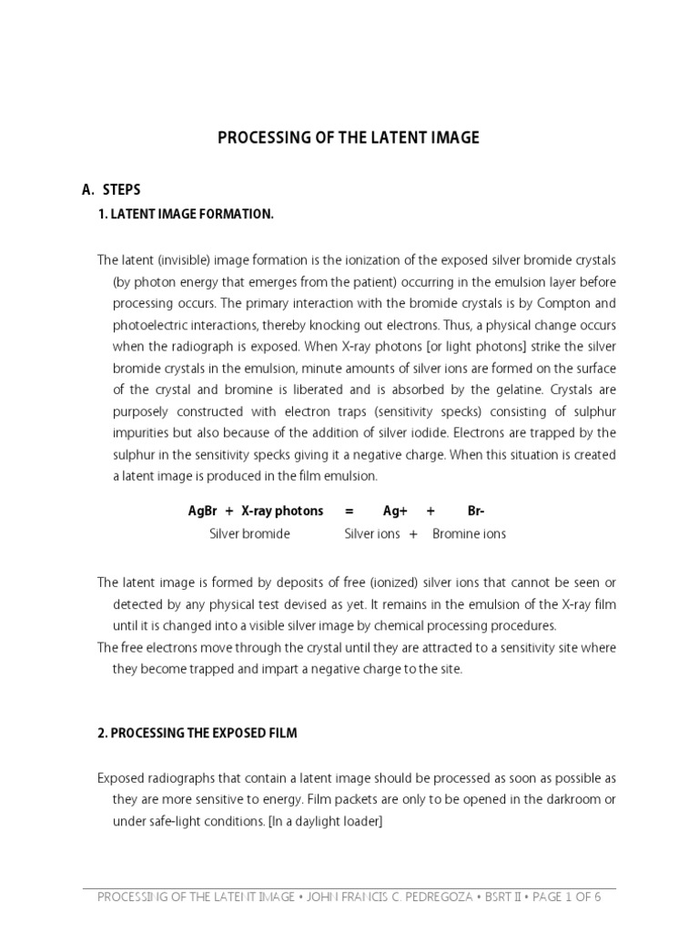 Processing of Latent Image | PDF | Physical Chemistry | Chemistry
