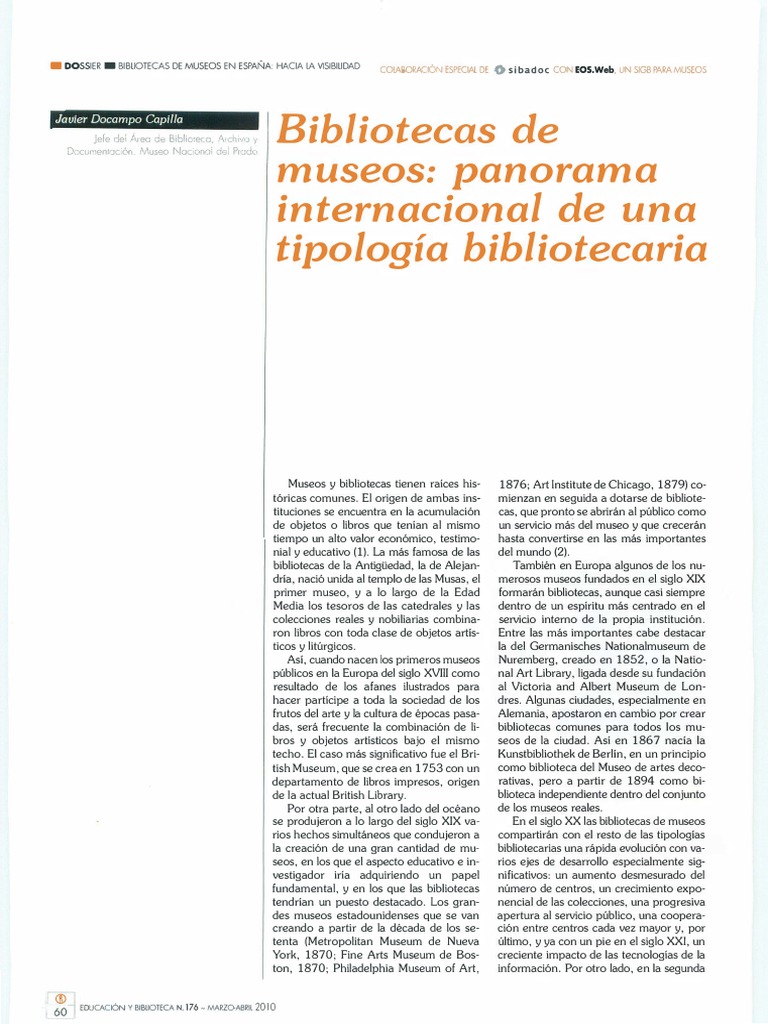 Bibliotecas de Museos | PDF