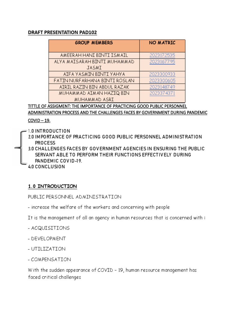 DRAFT PRESENTATION PAD102 (GROUP 1)(3) | PDF