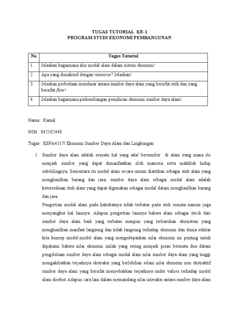Tugas1 ESPA4317 KAMAL | PDF | Ilmu Sosial | Sains & Matematika