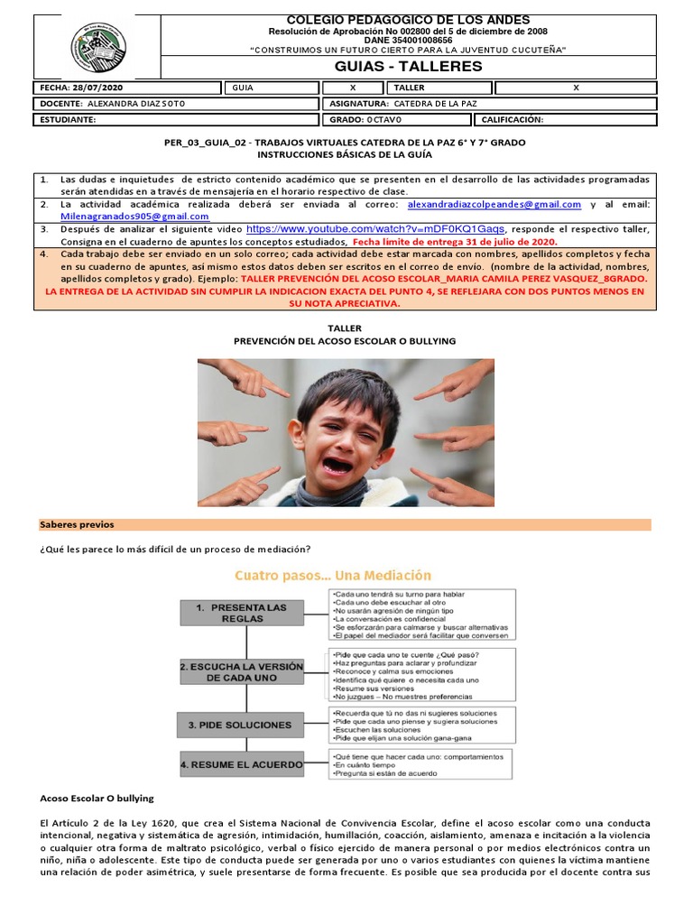 Taller sobre Prevención del Acoso Escolar | PDF | Abuso infantil ...