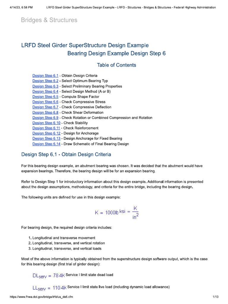 LRFD Steel Girder SuperStructure Design Example | PDF