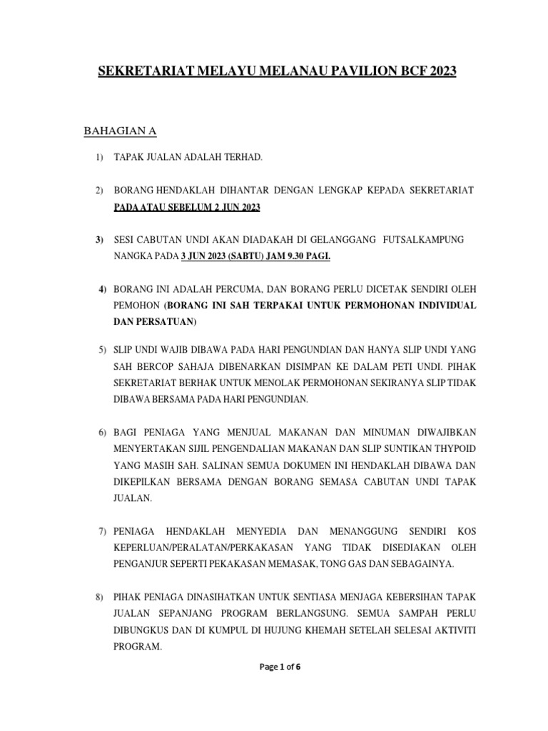 Borang Penjaja BCF2023 | PDF