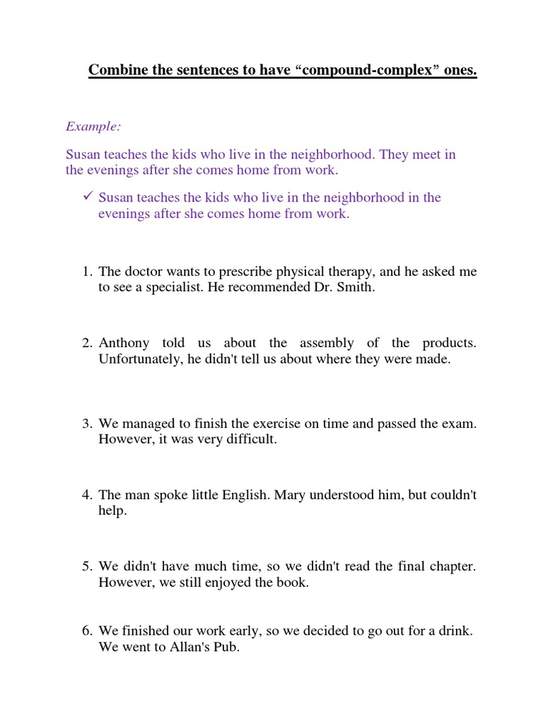 Sentence Combining and Structure Exercises | PDF | Foreign Language ...