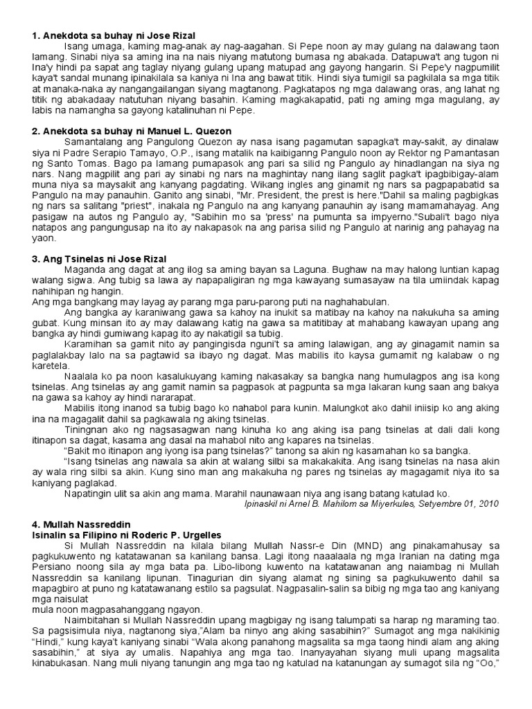 Anekdota Filipino 10 q3 - w2 | PDF