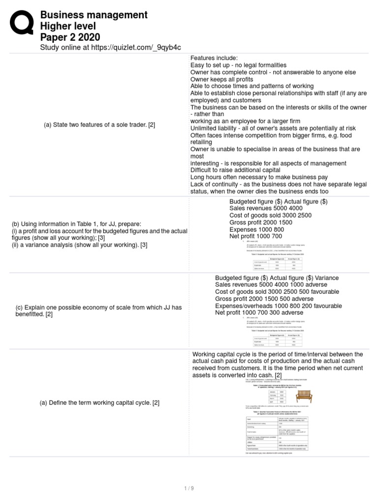 Business Management Higher Level Paper 2 2020 | PDF | Corporate Finance ...