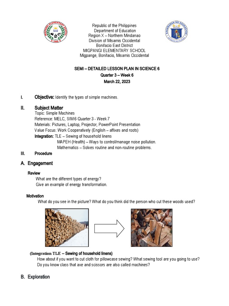 Science 6 Simple Machines Lesson Plan | PDF