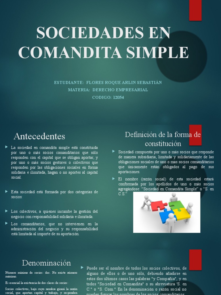 Sociedades en Comandita Simple | PDF | Sociedad de responsabilidad limitada | Sociedad General