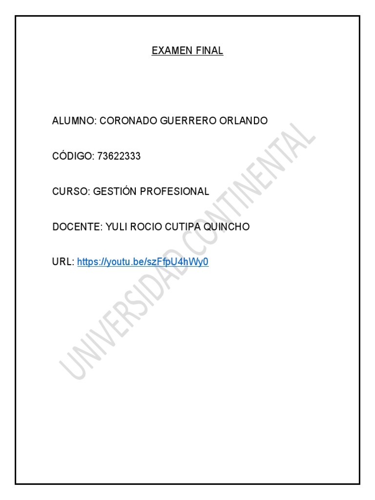 Examen Final Gestion Profesional | PDF