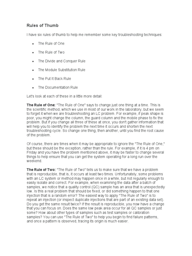 Rules of Thumb | PDF