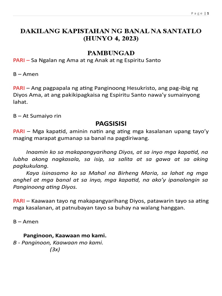 Misa Gabay | PDF