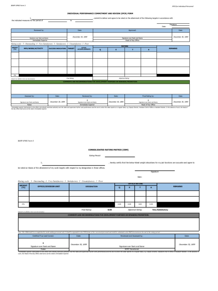 Blank Forms Ipcr Opcr Crm | PDF