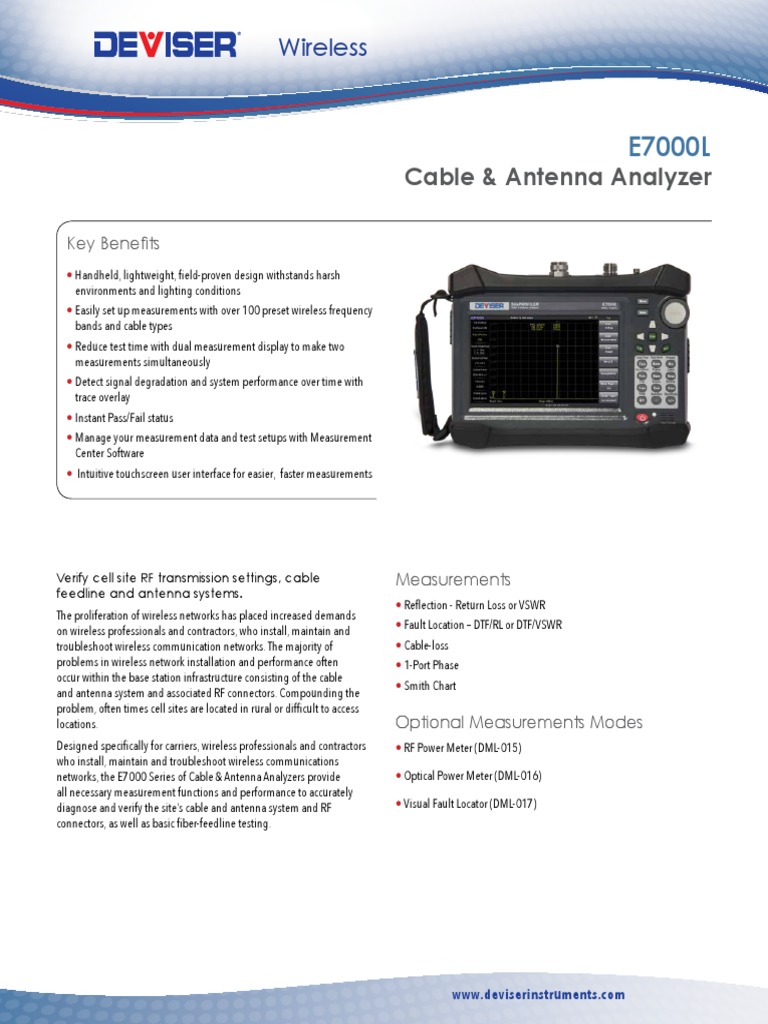 Analisador de Cabo e Antena Deviser 4400 MHZ | PDF | Wireless | Computer Network
