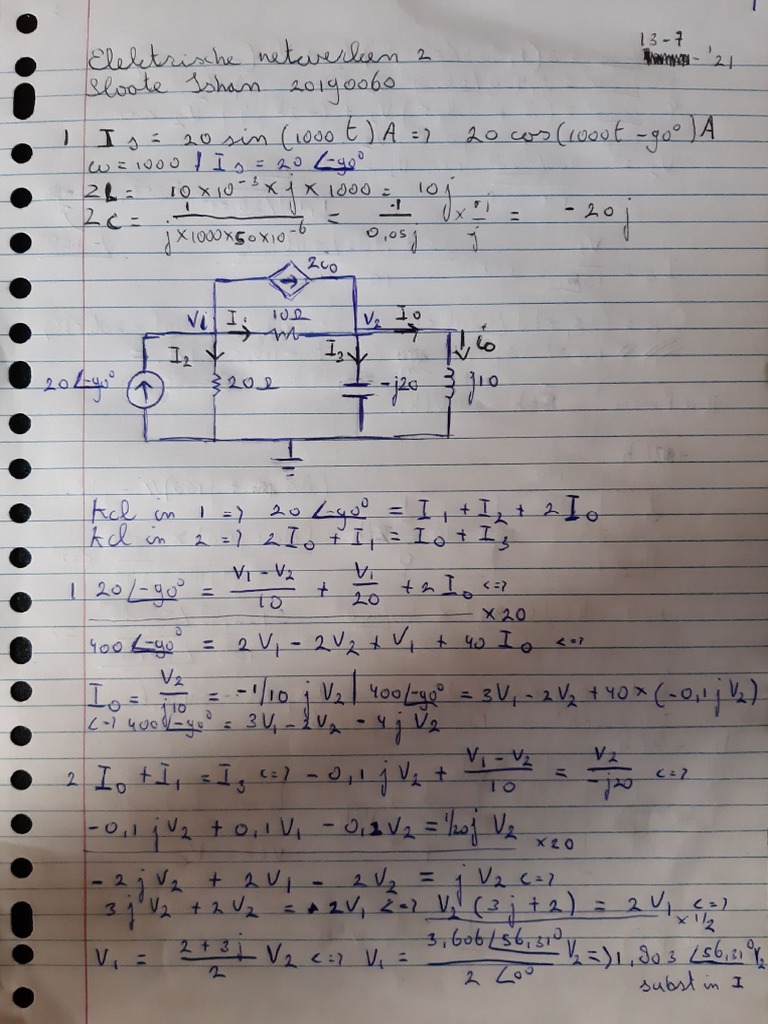Elektrische Netwerken 2 - Sloote Ishan | PDF