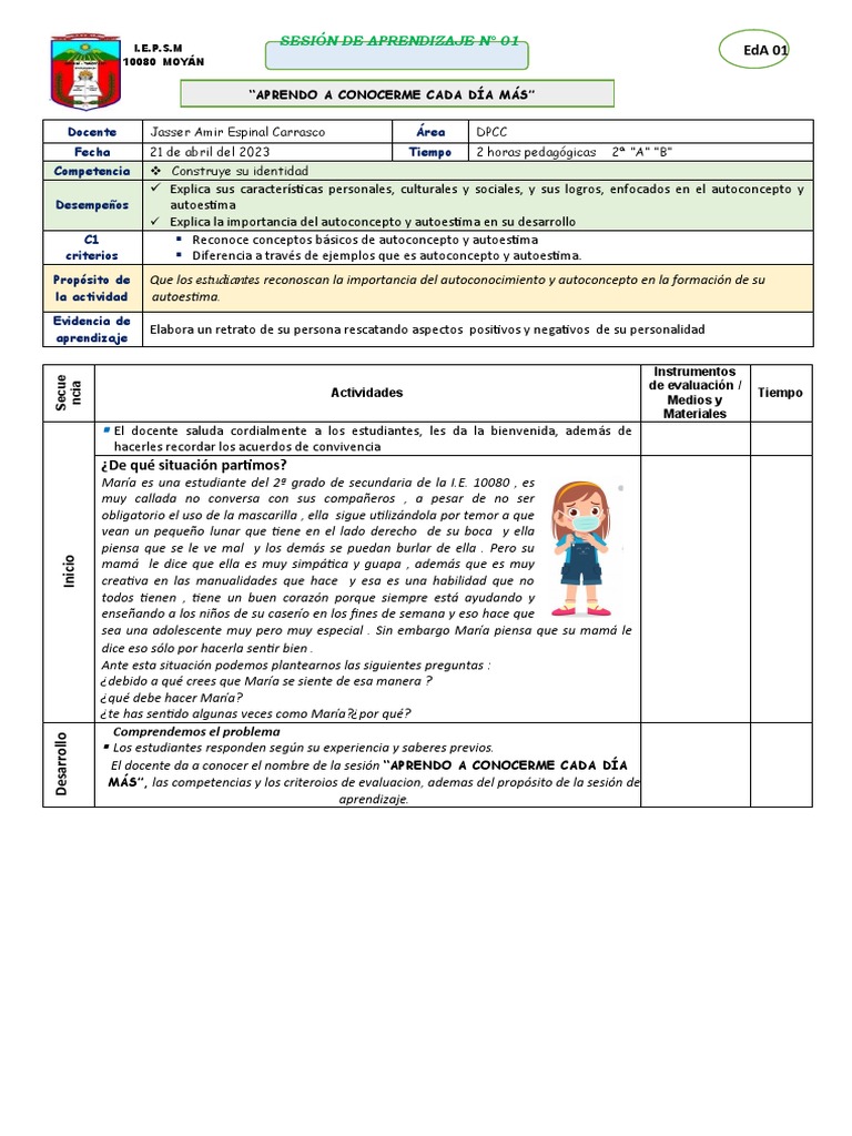 Sesion 01 Aprendo A Conocerme Cada Dia Más Pdf