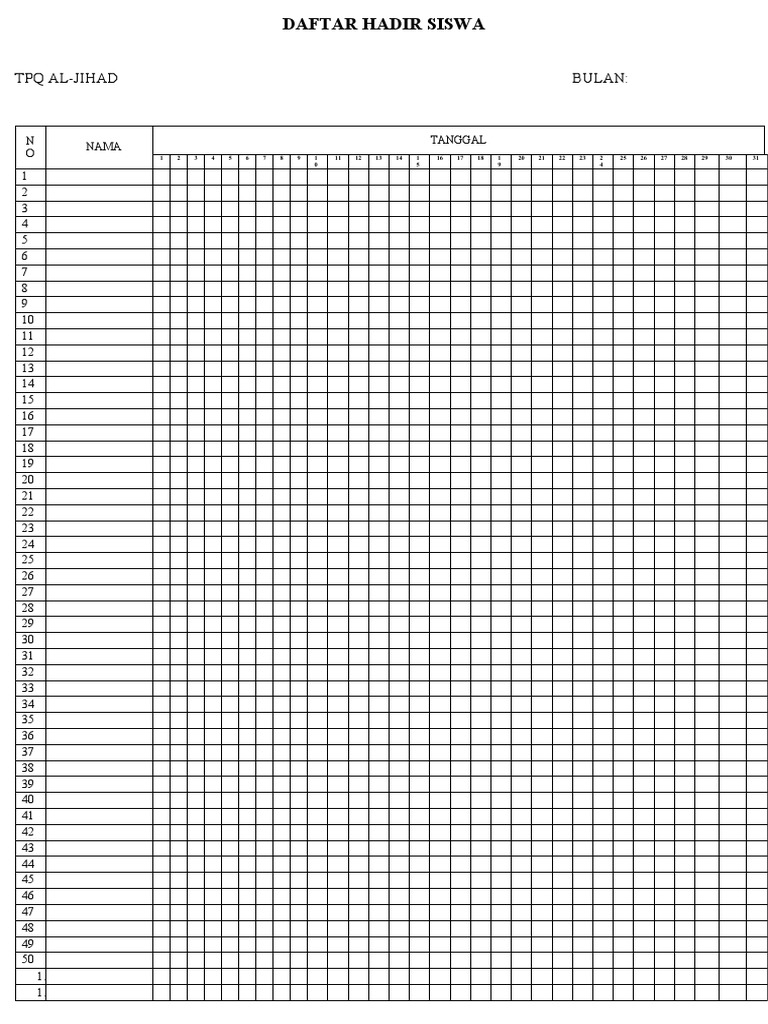 Daftar Hadir Siswa | PDF