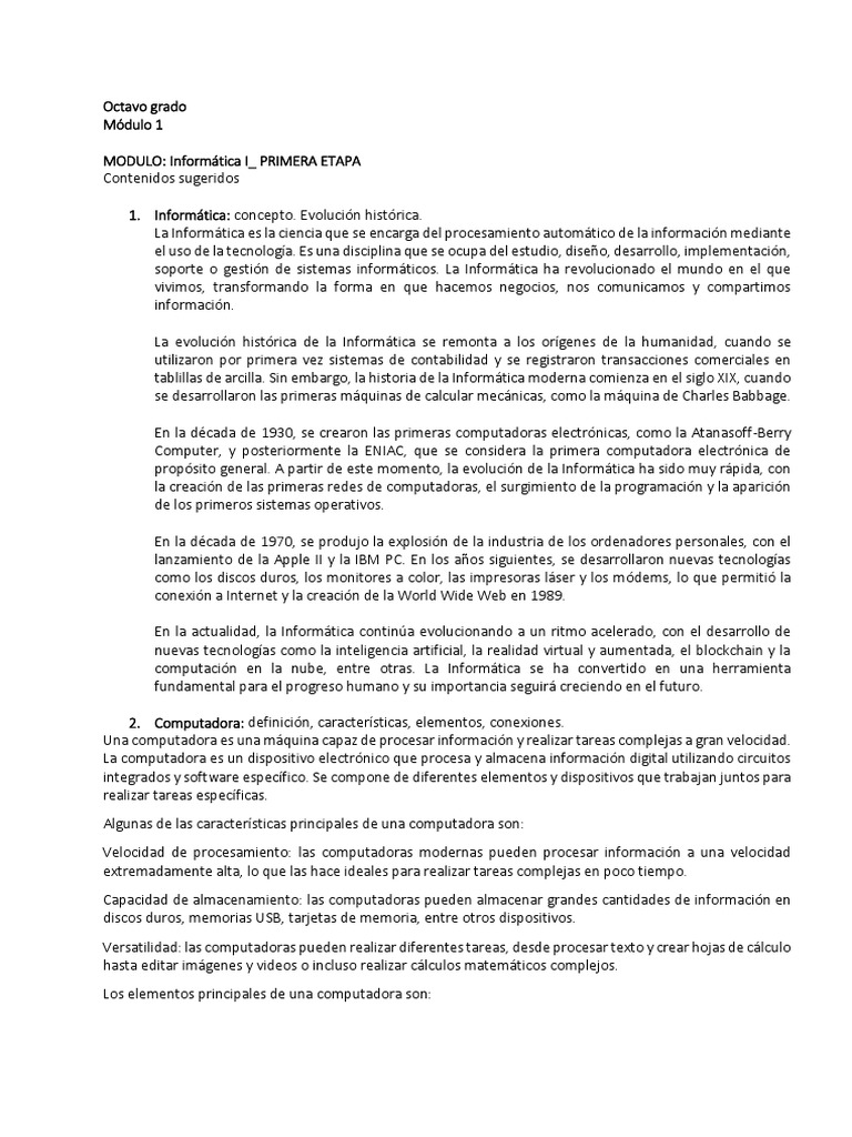 1 MODULO_INFORMATICA _TRABAJO Y TECNOLOGIA_2023 | PDF | Hardware de la computadora ...
