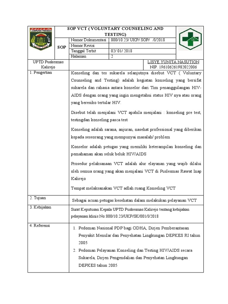Sop VCT Hiv | PDF