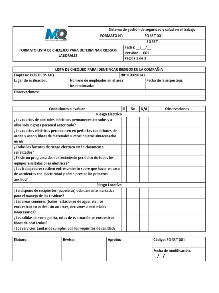 Lista de Chequeo | PDF