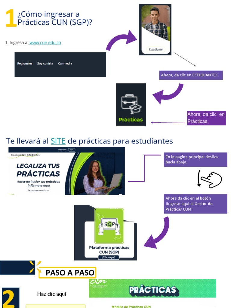 Paso a paso plataforma Prácticas CUN (SGP). (1) | PDF
