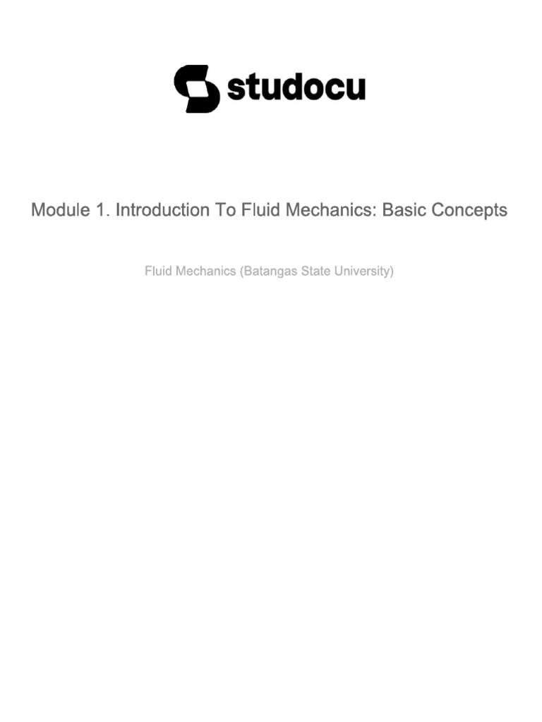 Module 1. Introduction To Fluid Mechanics - Basic Concepts | PDF