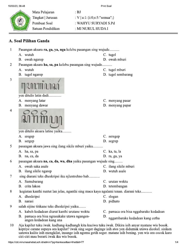 BJ - STSGENAP - 05 Soal CBT MINUHASA | PDF
