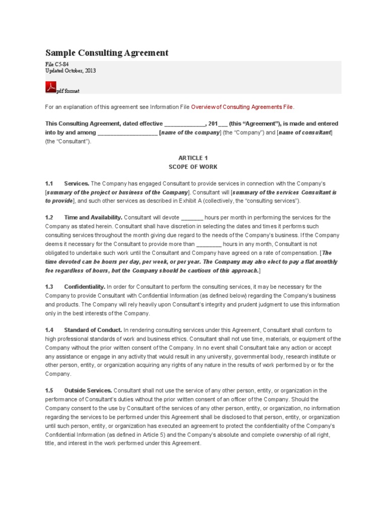 Sample Consulting Agreement | PDF