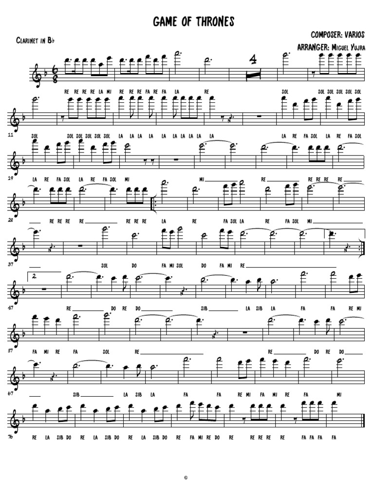 Juego de Tronos CLARINETE | PDF