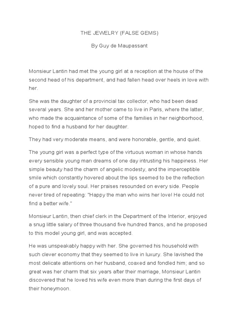The JEWELRY - de Maupassant | PDF