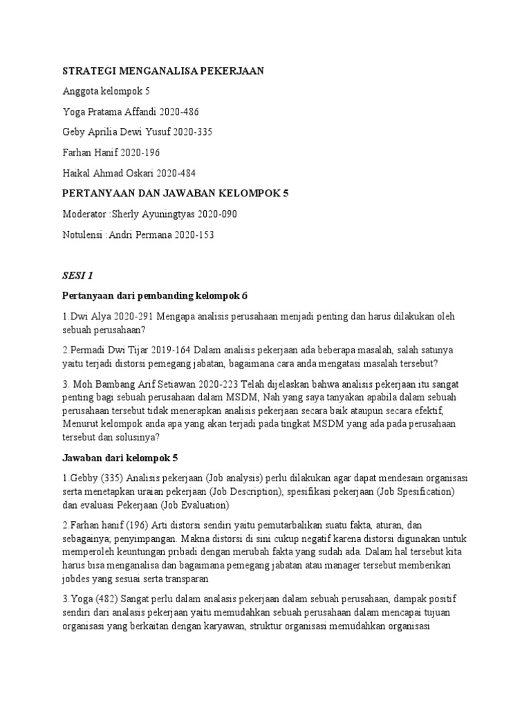 Analisis Pekerjaan: Strategi dan Solusi | PDF | Karier & Perkembangan ...