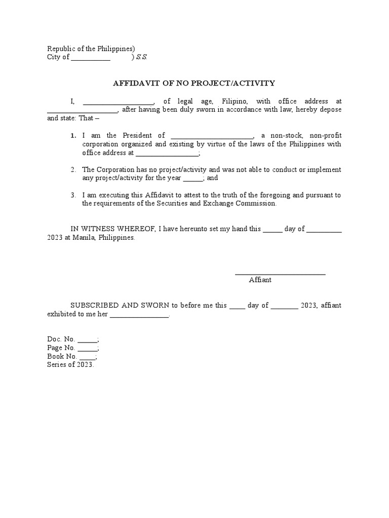 Affidavit of No Projects | PDF | Business