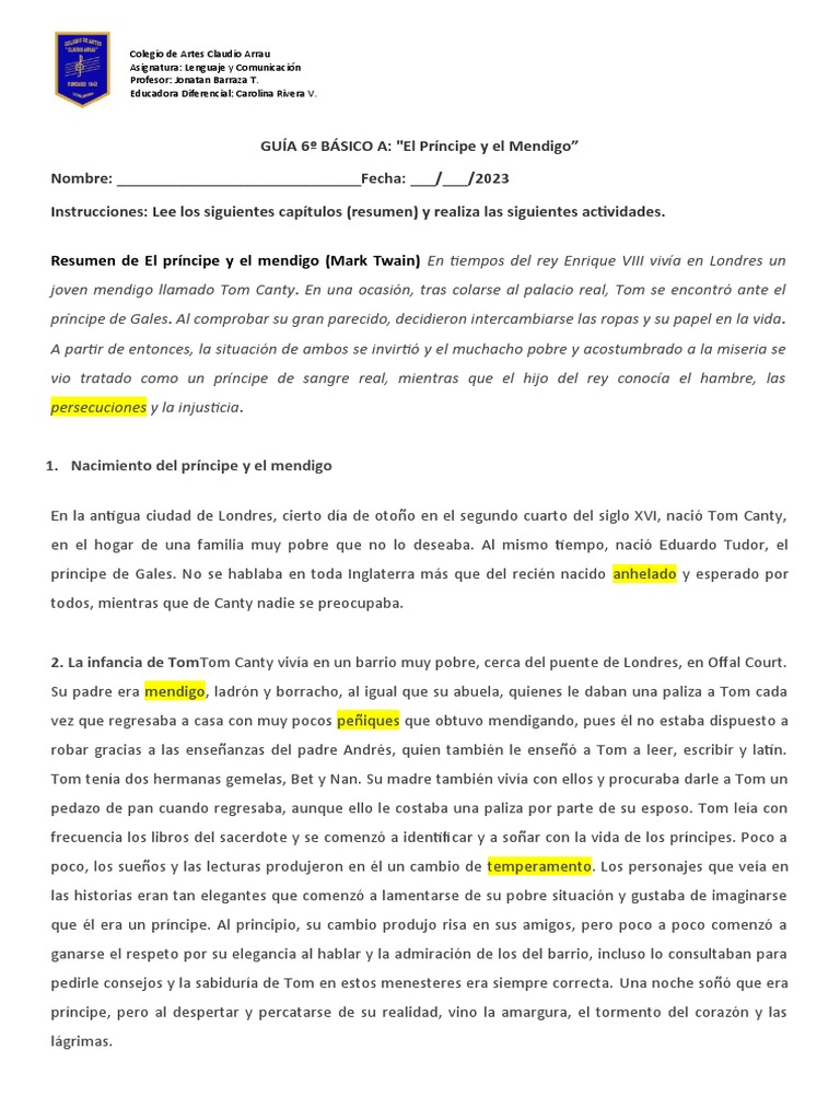 Principe y El MENDIGO 1 | PDF | El príncipe y el mendigo