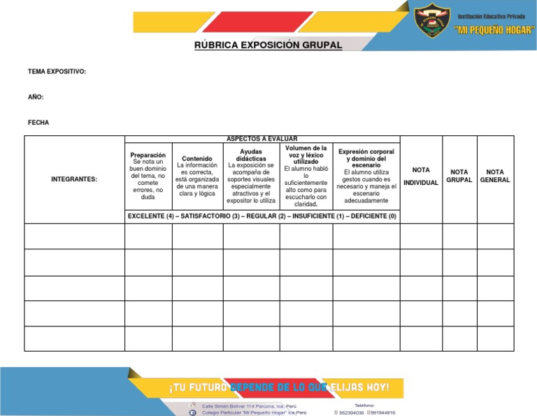 Rubrica - Exposicion Grupal | PDF