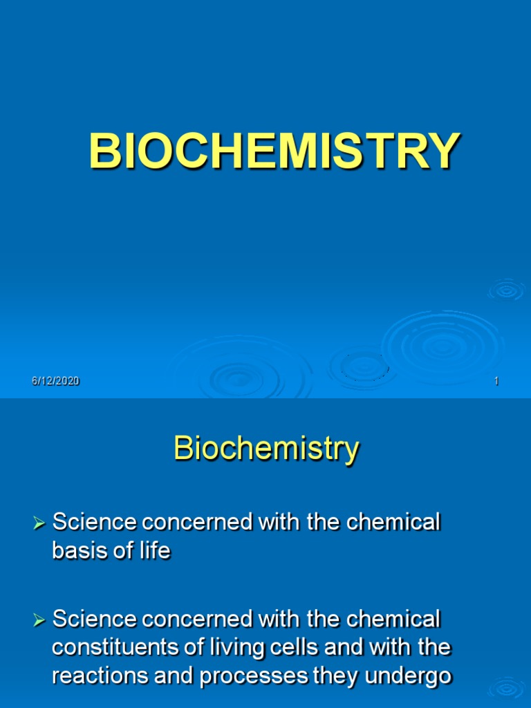 Lec 1 - Introduction - Biochemistry | PDF | Chemical Bond | Ion