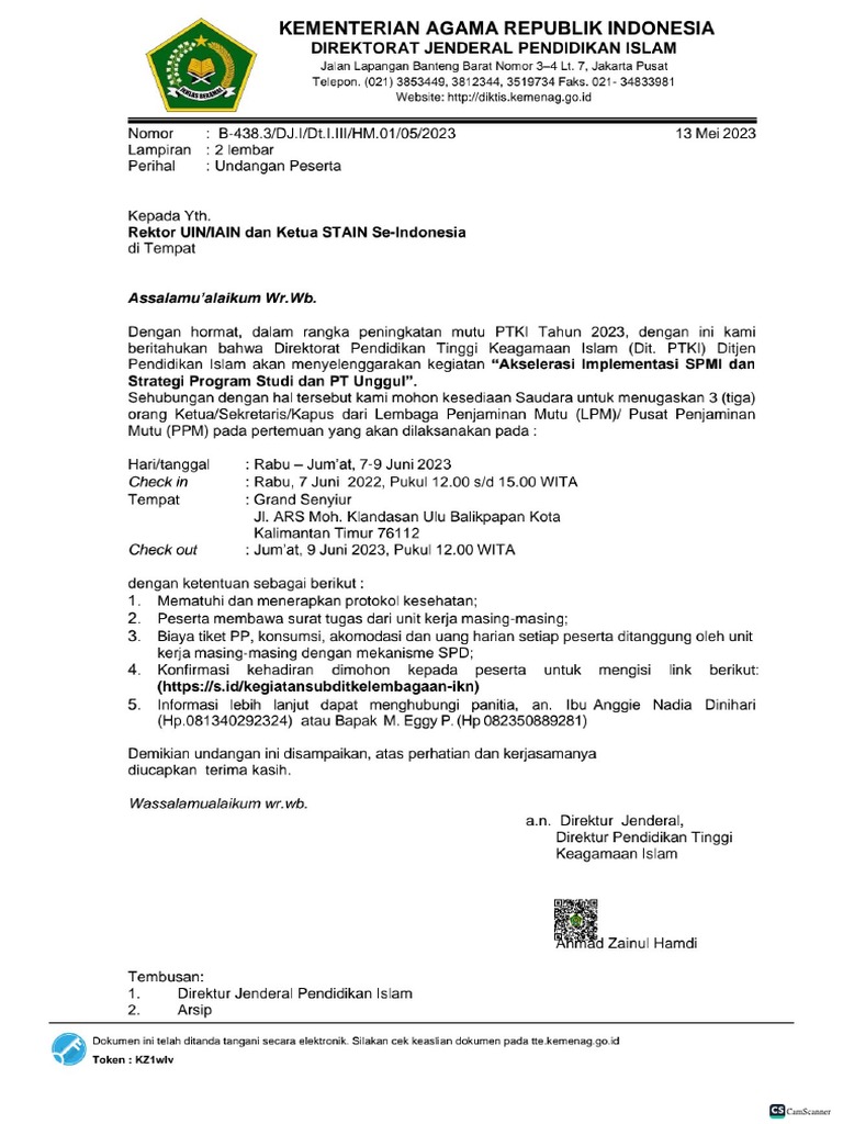 Undangan Presidium Dan Pimpinan LPM - 7-9 - Juni2023 | PDF