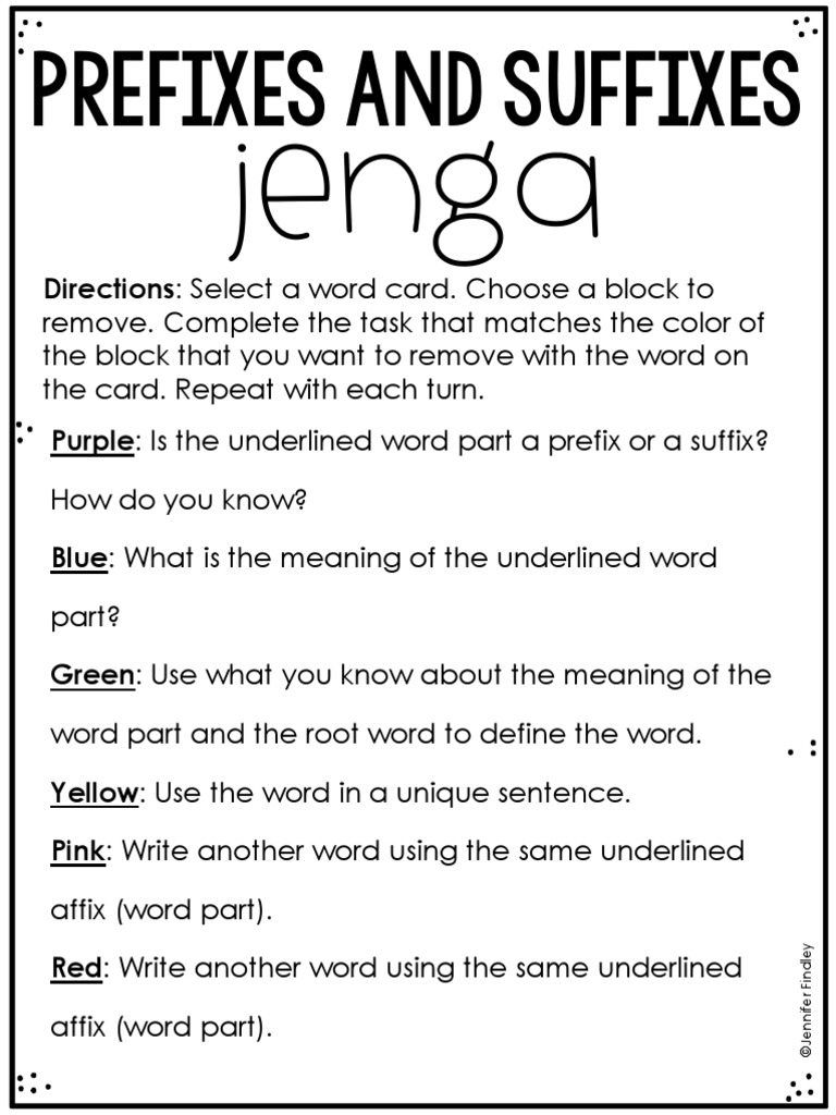 Jenga Prefixesand Suffixes | PDF