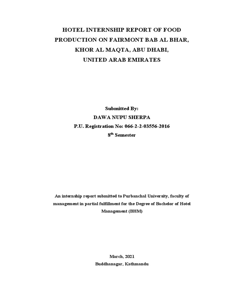 Hotel Internship Report | PDF