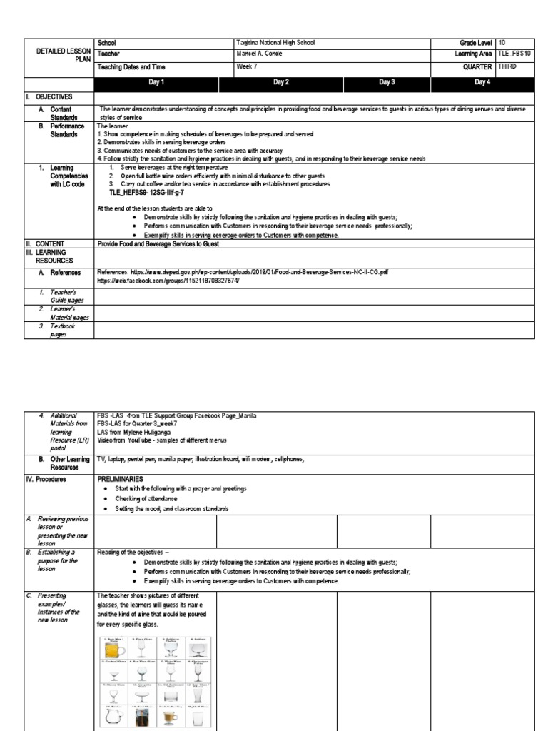 DETAILED LESSON PLAN - FBS10 - Q3 - w7revisedCONDE | PDF