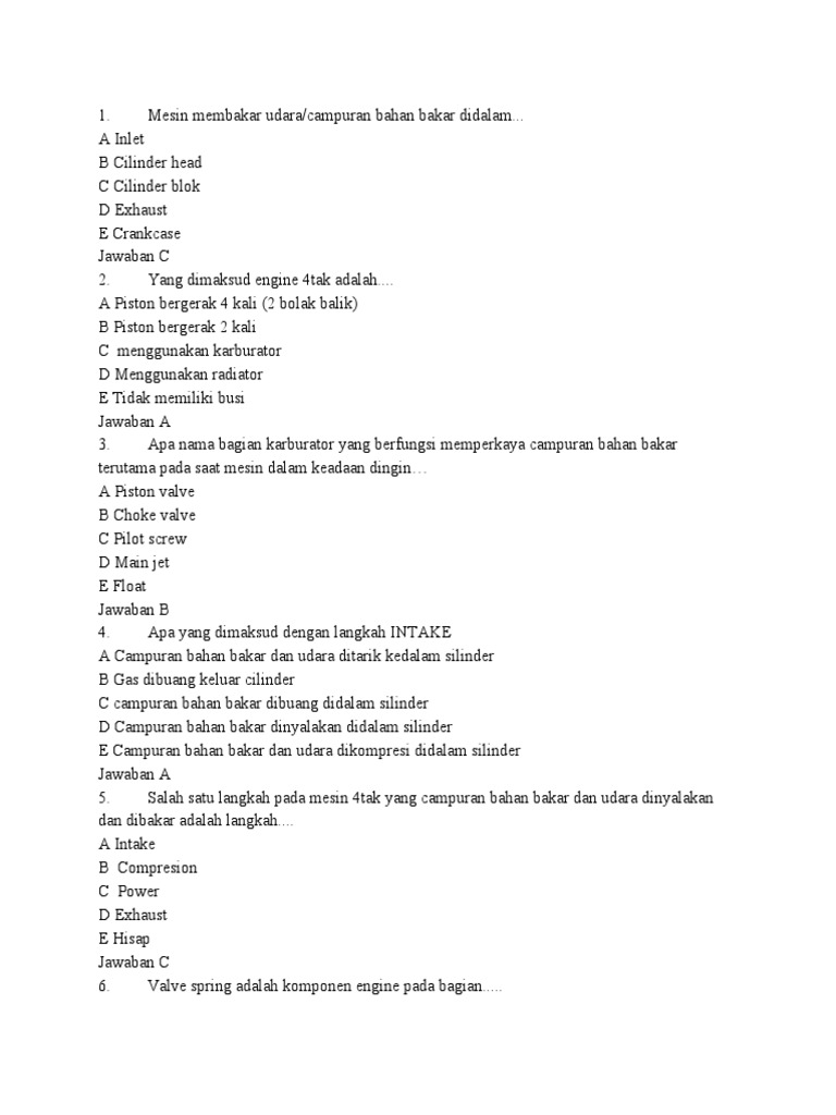 Soal Tdo 10 TBSM 2022 Semester 1 | PDF