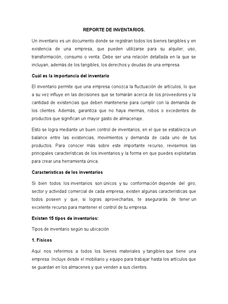 Reporte de Inventarios | PDF