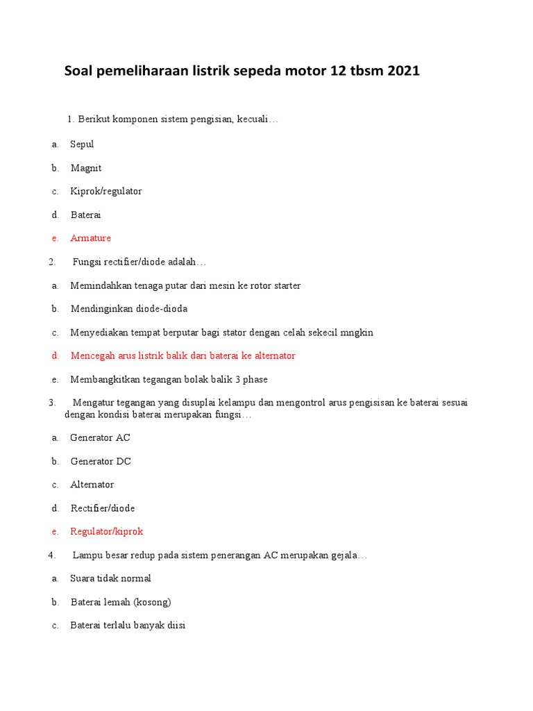 Soal PLSM 12 TBSM 2021 | PDF