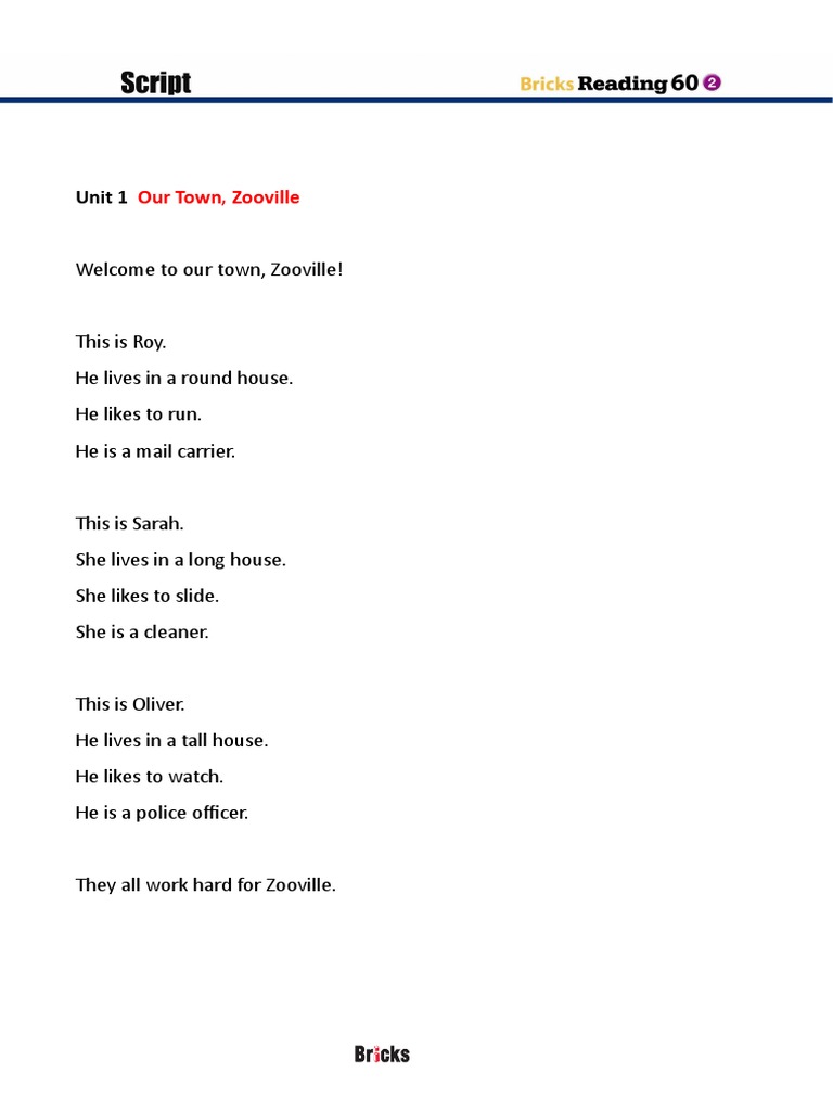 Bricks Reading 60_L2_Script | PDF