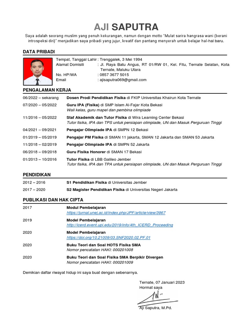 Aji Saputra - CV | PDF