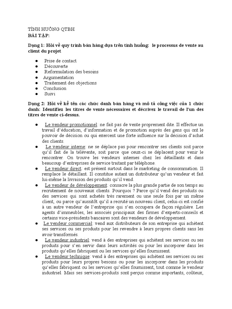 TÌNH HUỐNG QTBH (chi tiết) | PDF | Sodles | Business