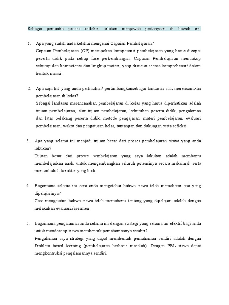 Sebagai pemantik proses refleksi | PDF